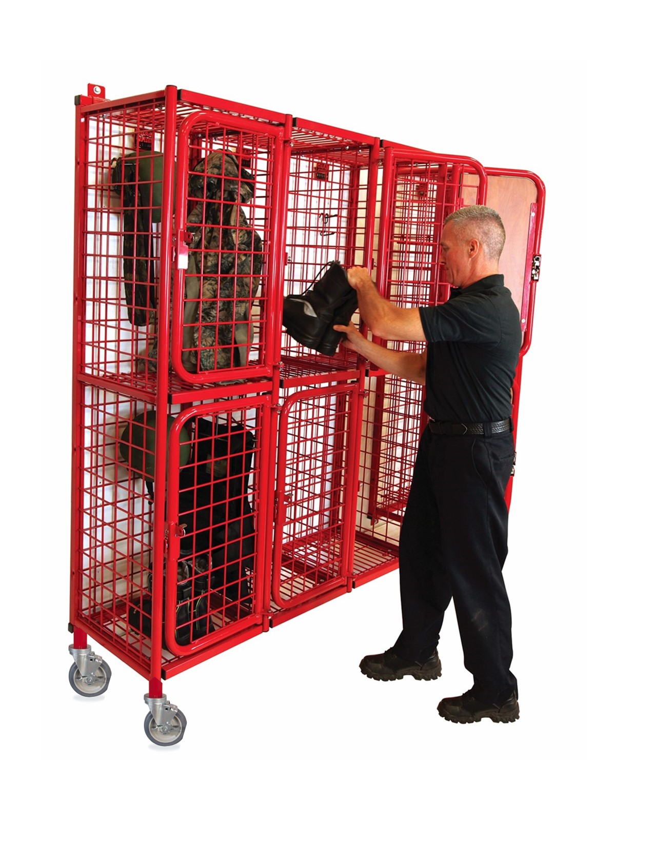 Two-Tier Mobile Lockers for Fire & EMS - GearGrid